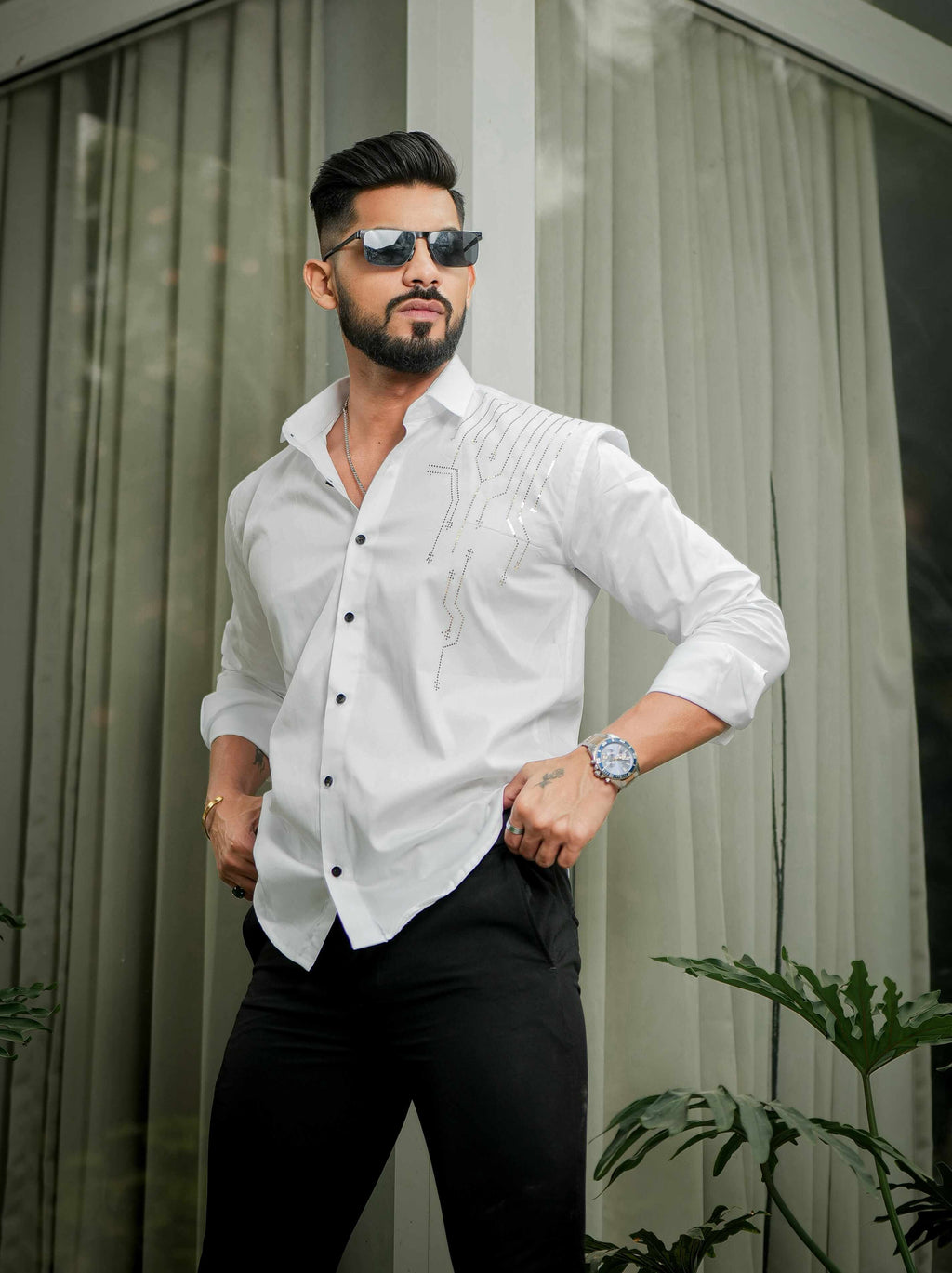 White Club Wear Satin Cotton Party Shirt – The Foomer