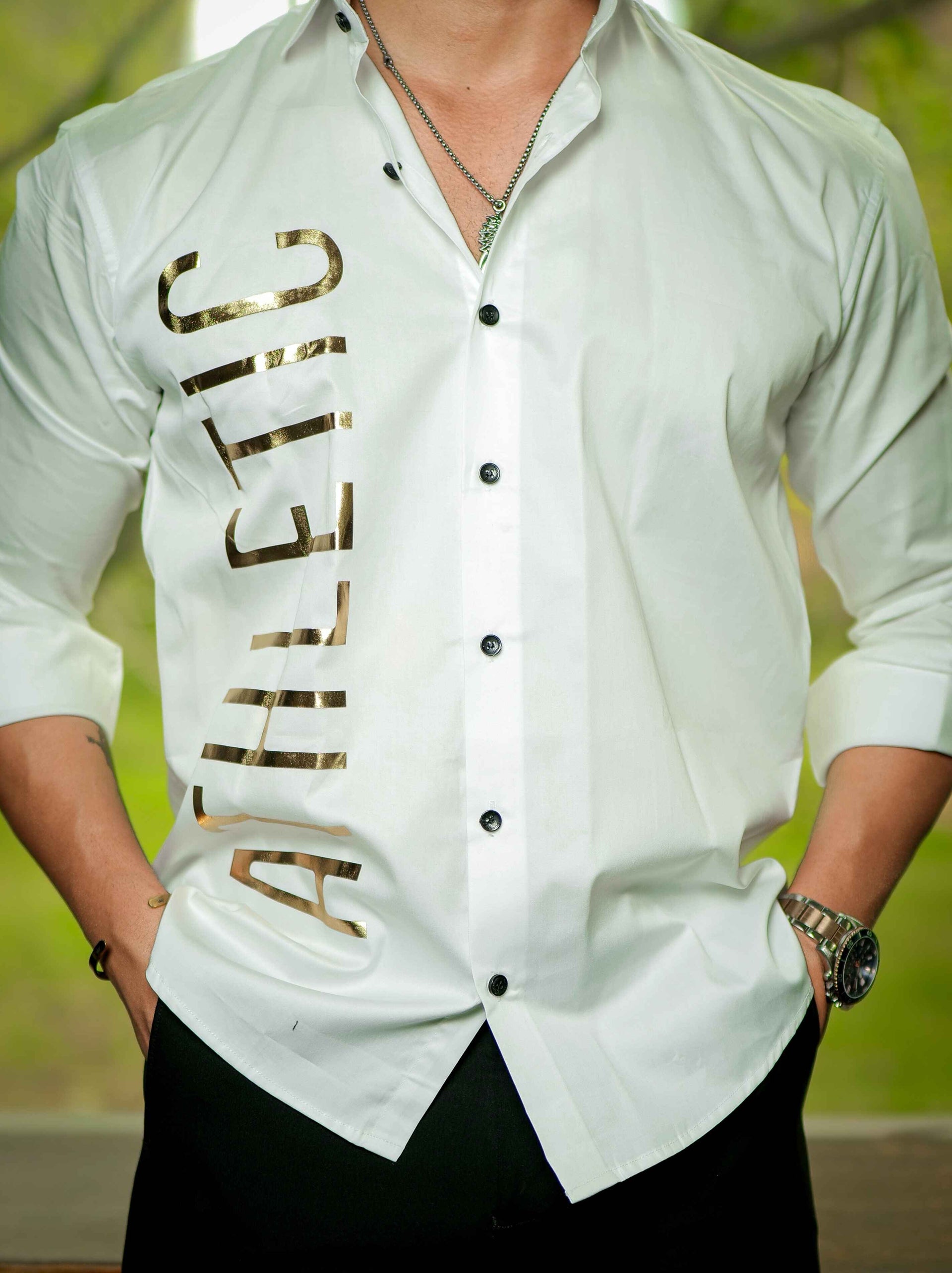 White Club Wear Printed Satin Cotton Shirt – The Foomer